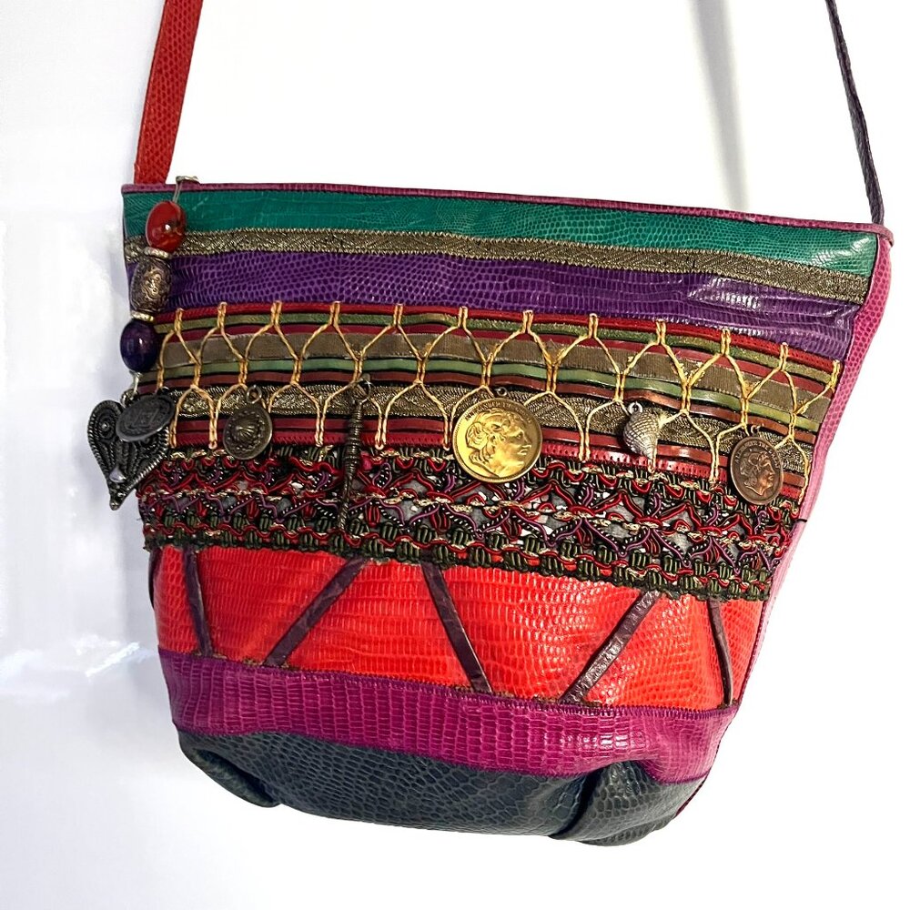 Sharif Vintage Leather Colorful Crossbody Bag - Gem